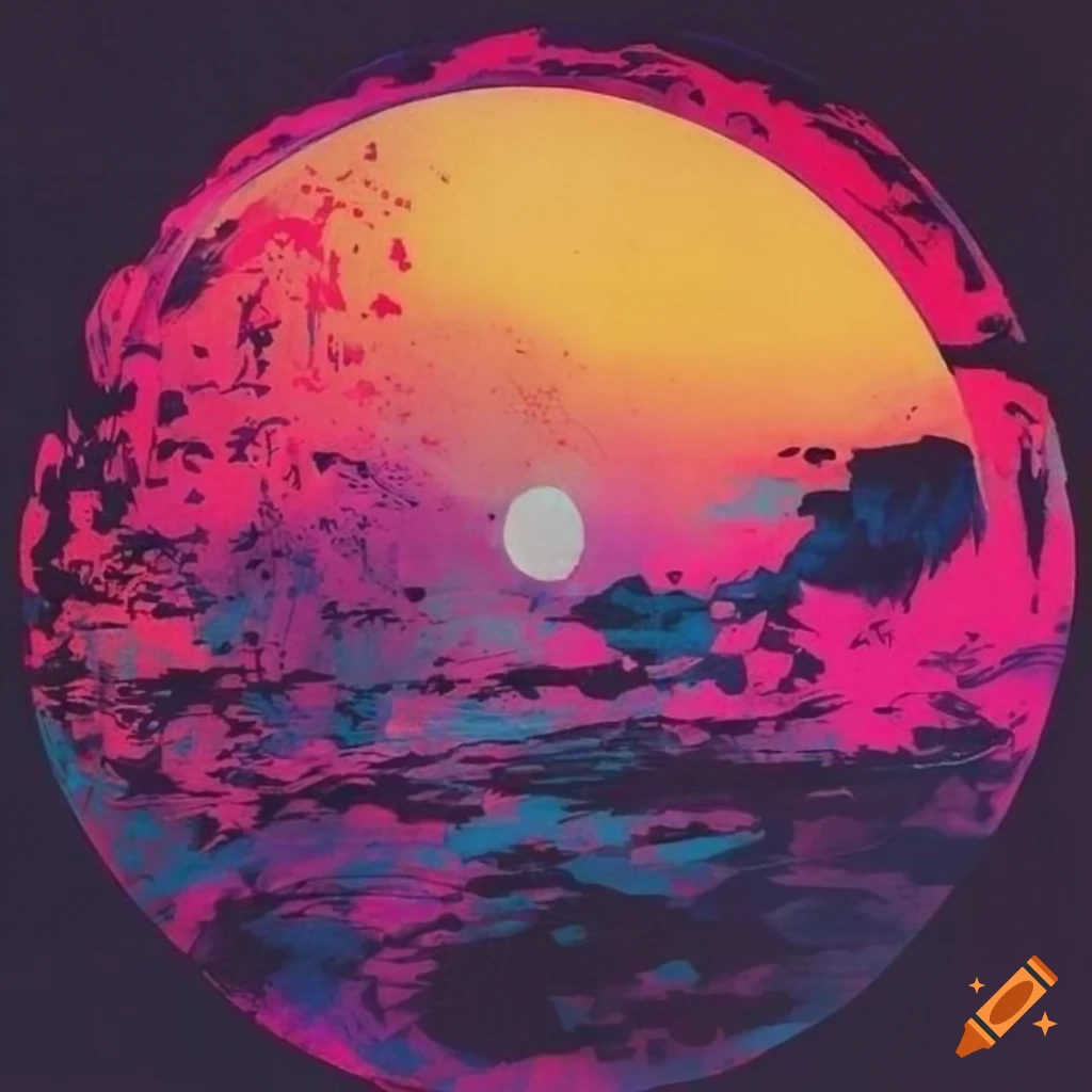 80s Japanese album cover with abstract design and kanji on Craiyon