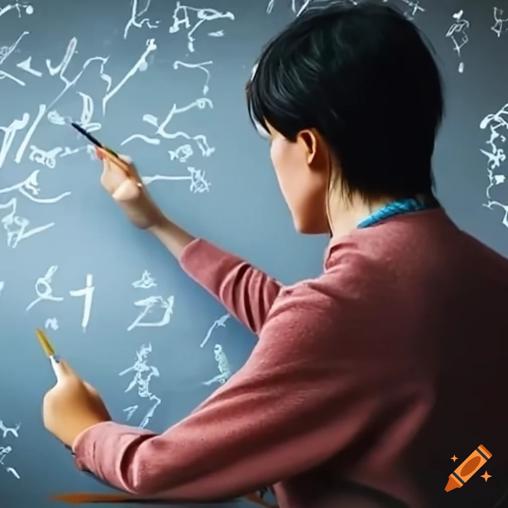 A professor teaching calculus equations to attentive students