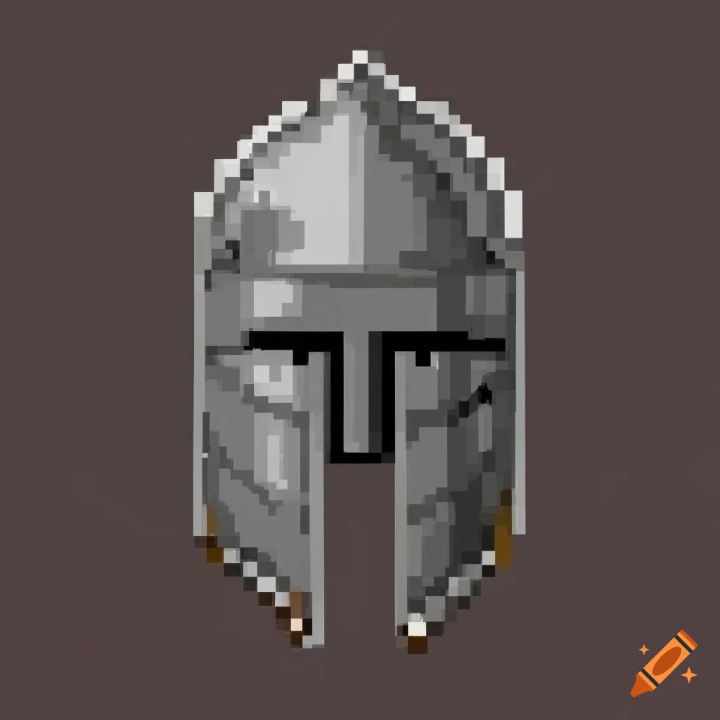 Pixel art of medieval iron great helmet with face shield 2000x2000