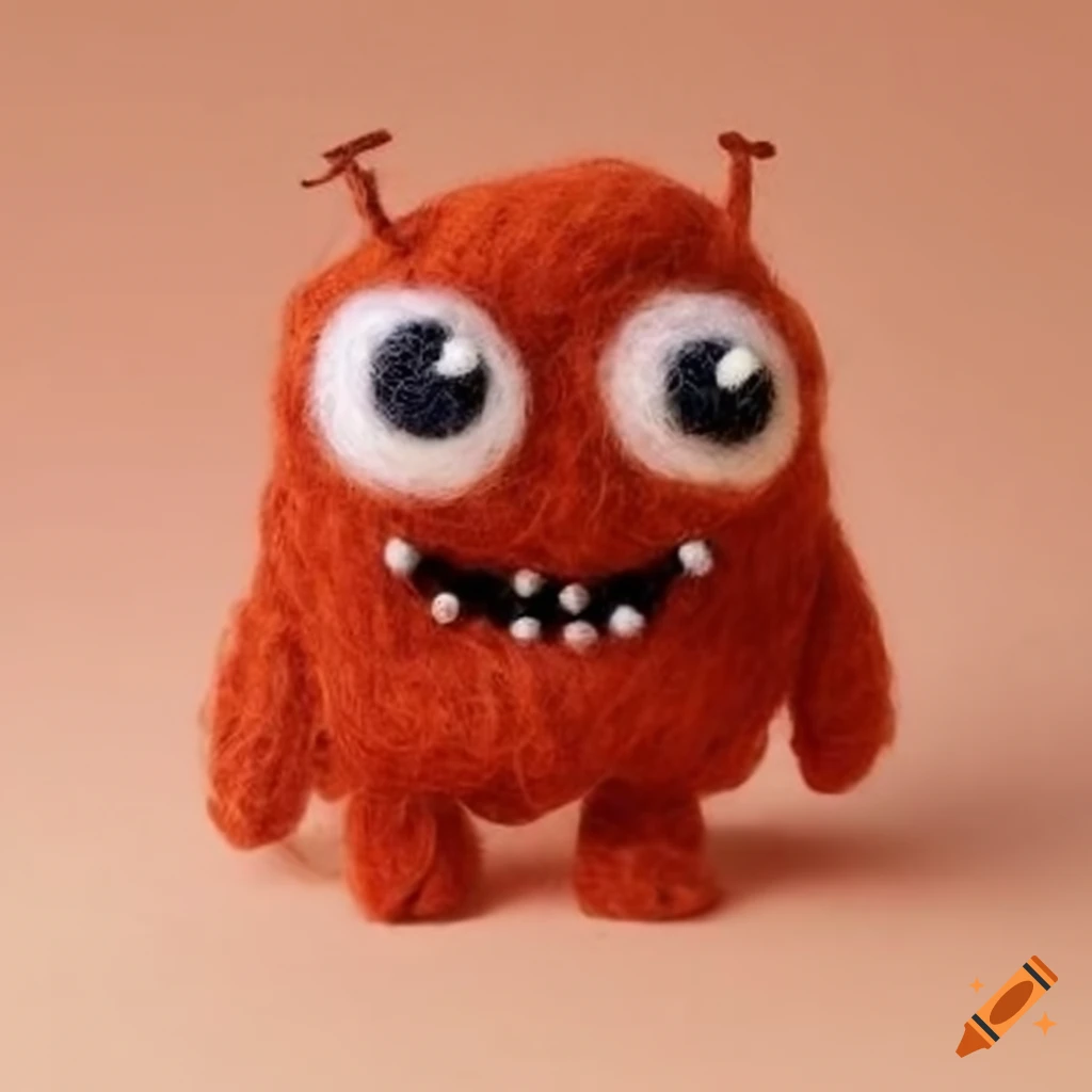 Felted wool cute monster