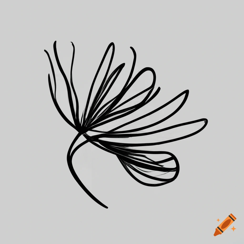 Abstract hand drawn creative wildflower design, side profile, simple ...