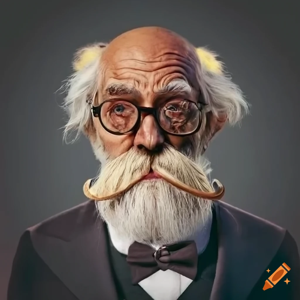 Old man , small mustache, side mutton chop beard, wearing a bowtie and ...