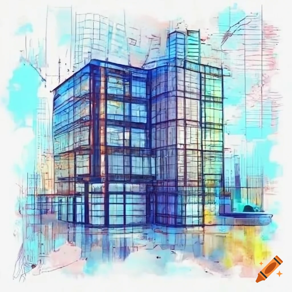 Draw a floor blueprint of a modern building