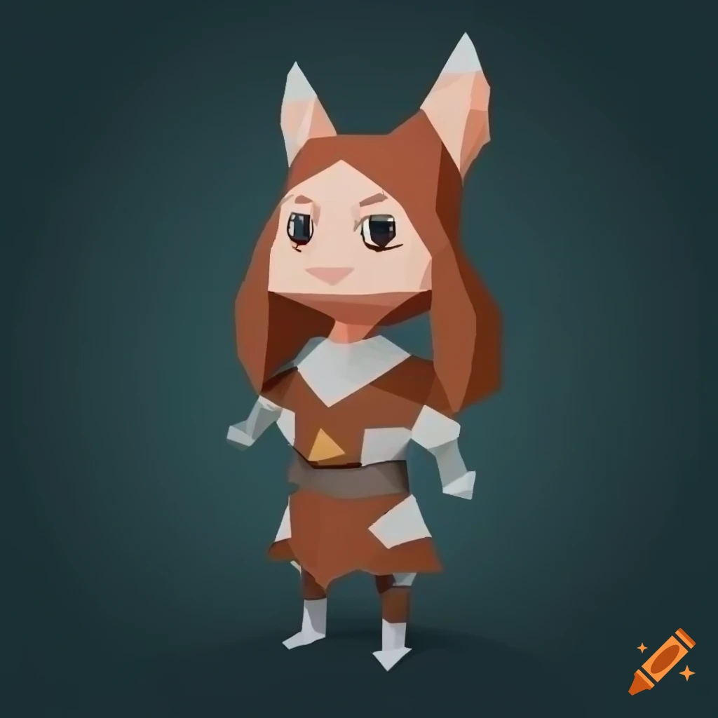 Cute medieval character in stylized low poly art for a video game on ...