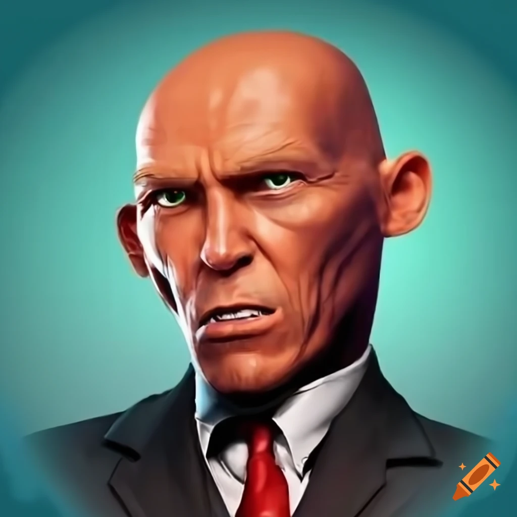 Create a funny image in style of agent 47 on Craiyon