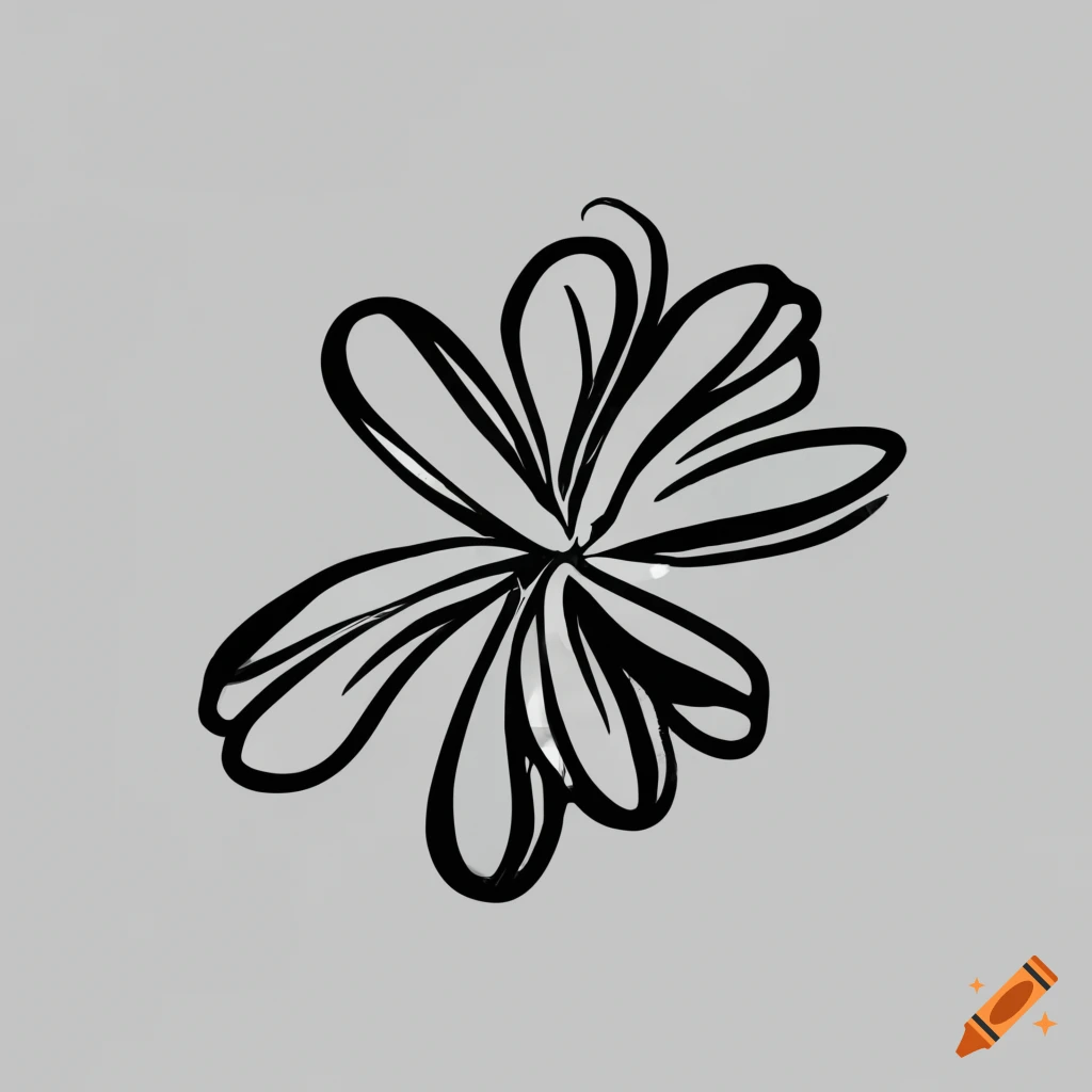 Abstract hand drawn creative wildflower design, side profile, simple ...