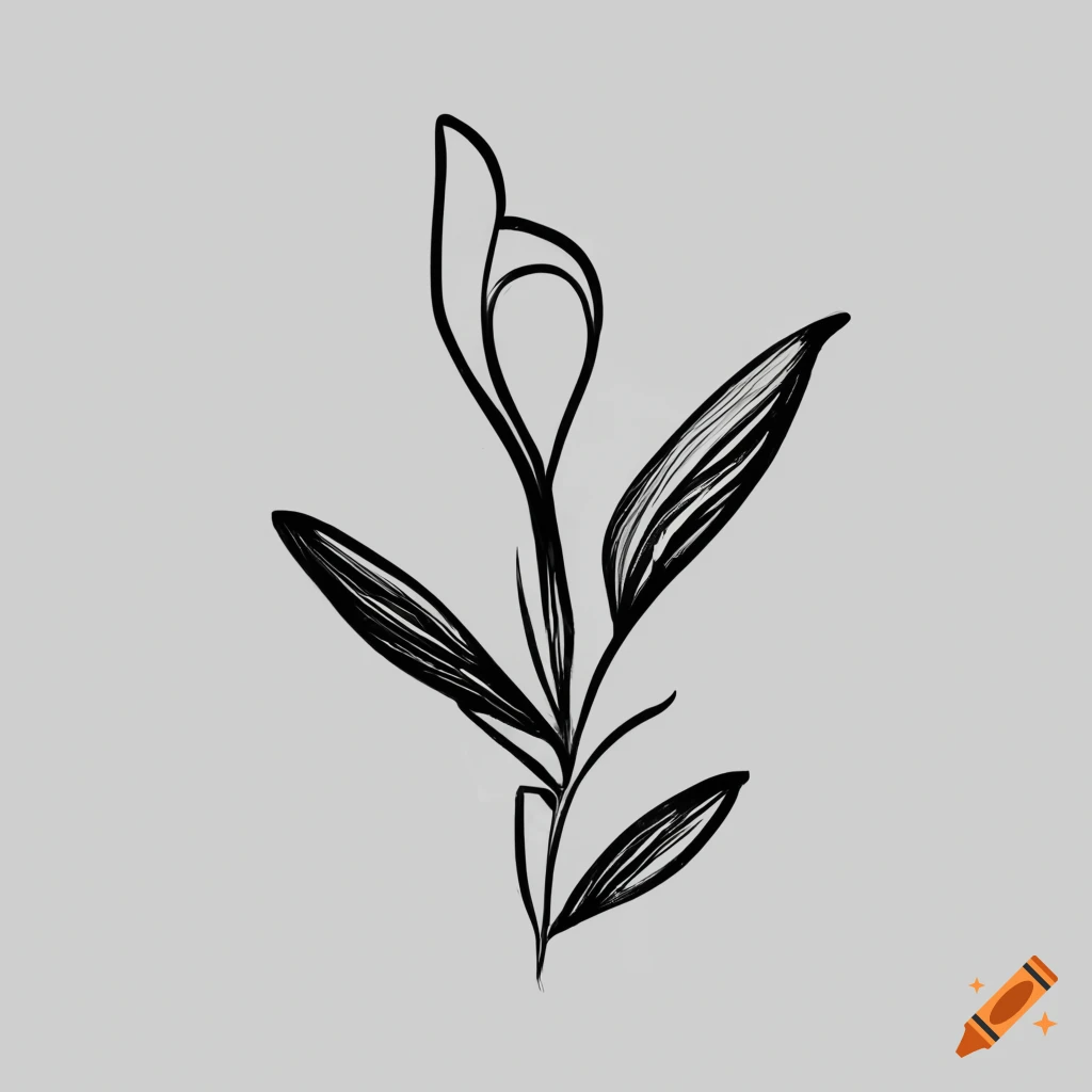 Hand drawn creative wildflower design, side profile, simple ...