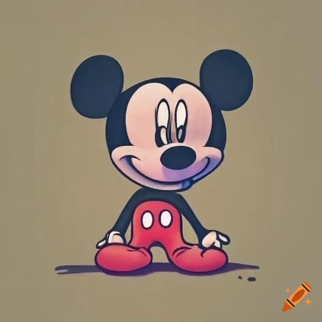 Mickey mouse sitting on a wall on Craiyon