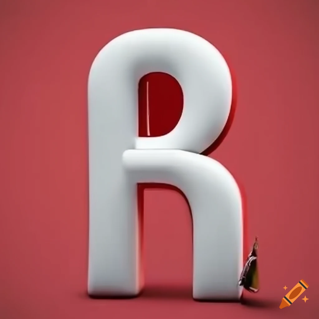 R Blanca Fondo Rojo Logo Letra R R Letra Negra Metálico Alfabética