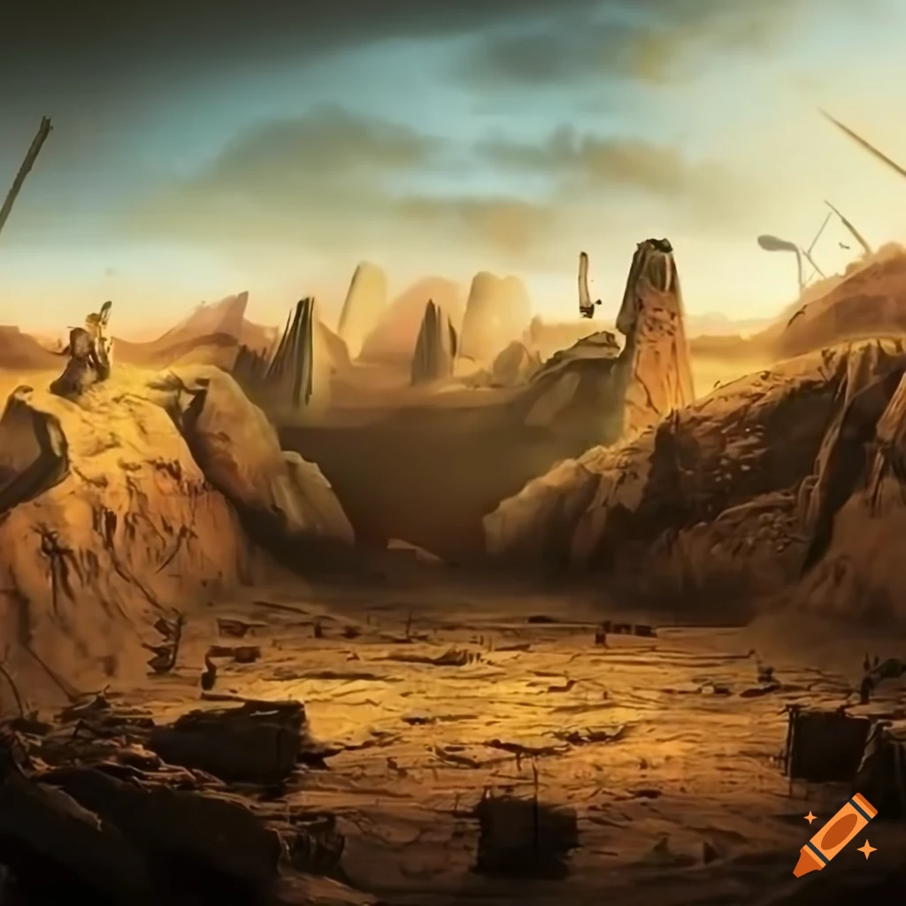 Trench warfare landscape backdrop distance