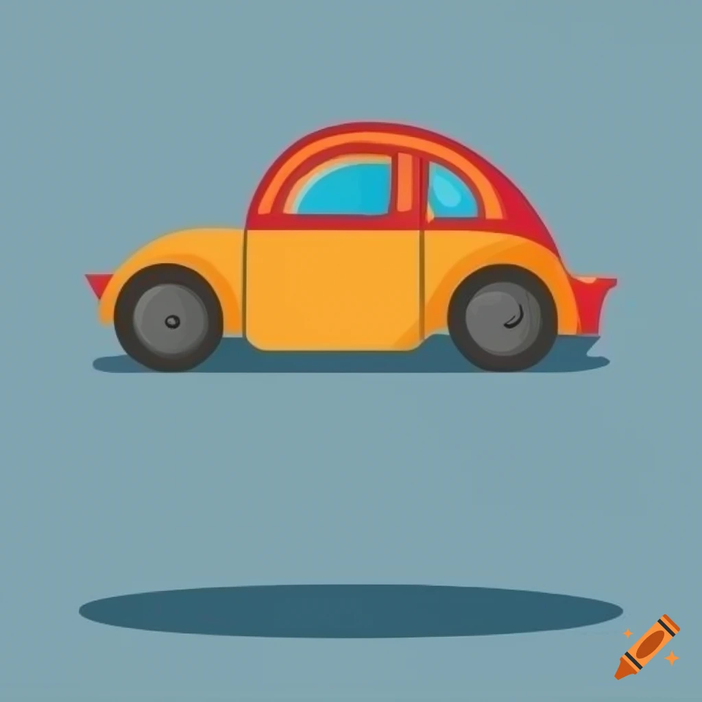 Cute funny car in a flat cartoon style illustration