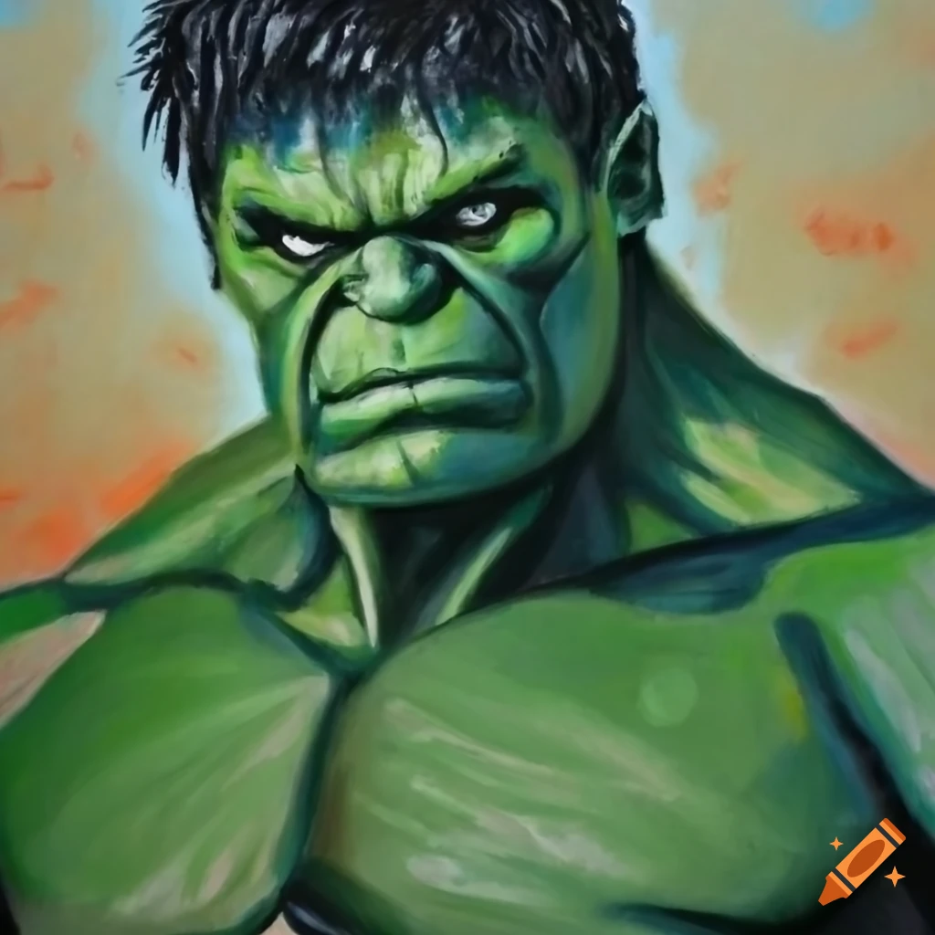 Oil pastel painting of hulk on Craiyon