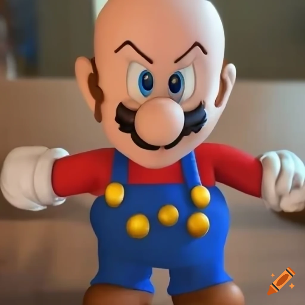 Mario looking sad and bald on Craiyon