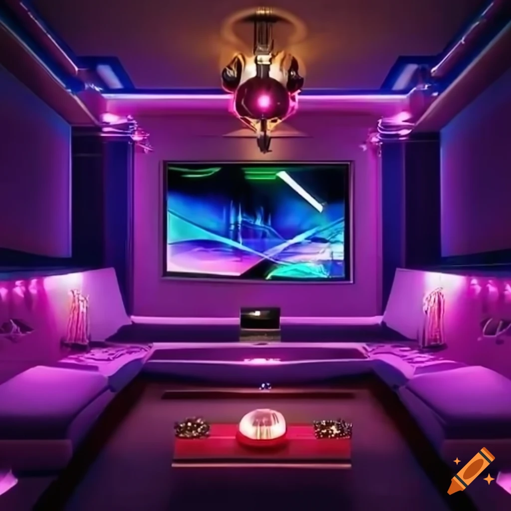 Huge karaoke room with led lights