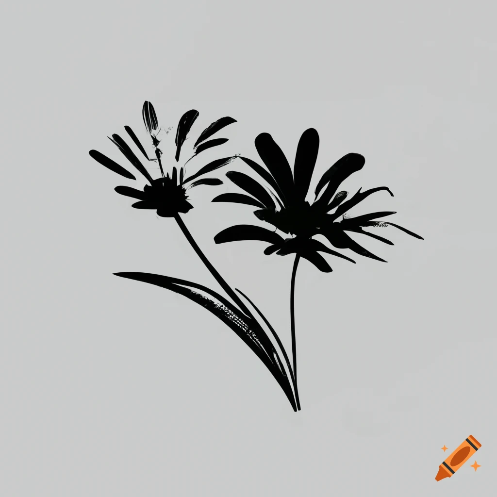 Hand drawn creative wildflower design, side profile, simple ...