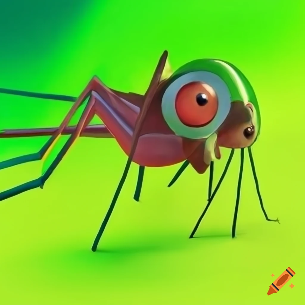 Funny surrealist bodybuilder mosquito, low detail, green background, in ...