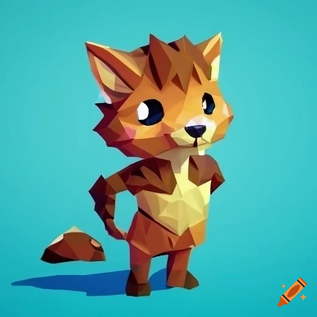 Cute furry character in stylized low poly art for a video game on Craiyon