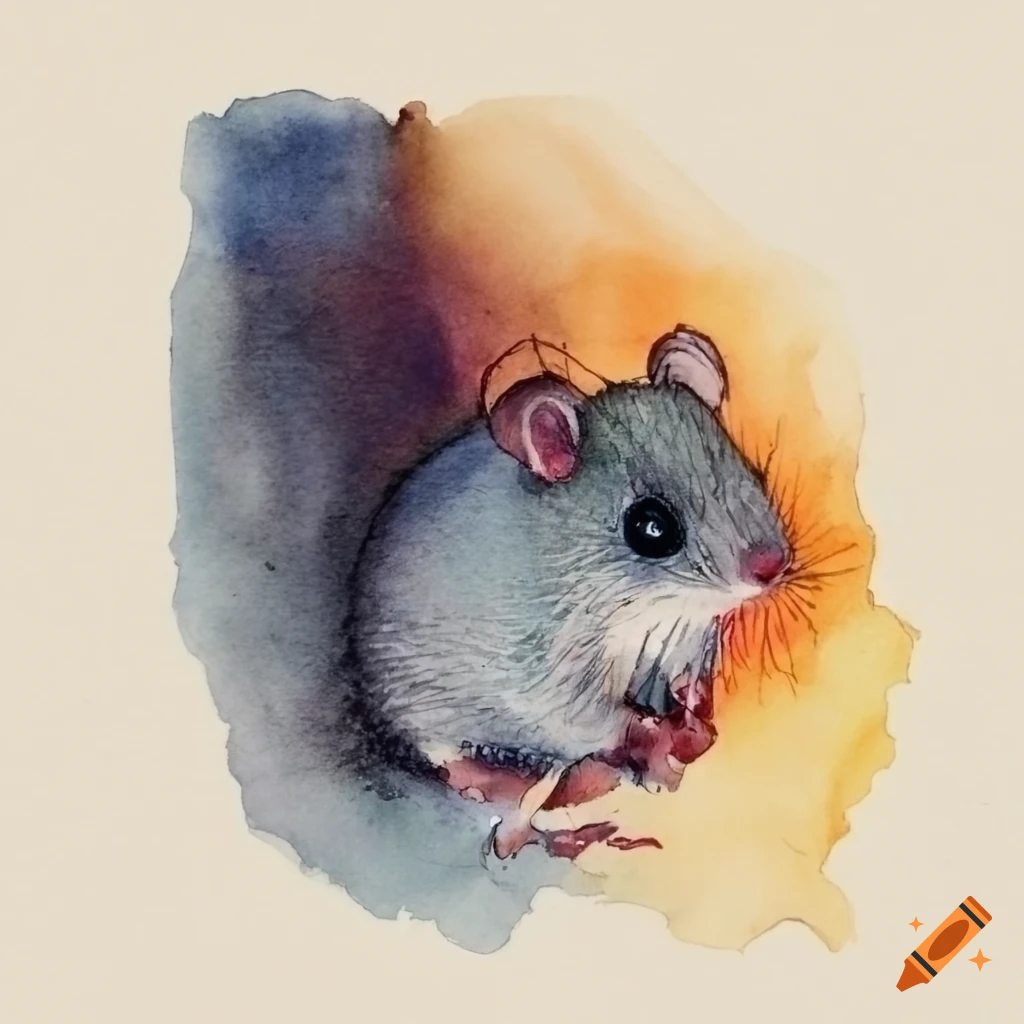 A mouse, climbing reet in watercolourstyle on Craiyon