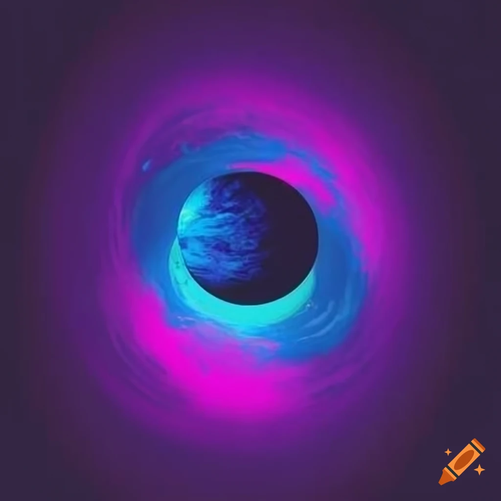 Logo with dark blue and purple planet, using negative space technique ...