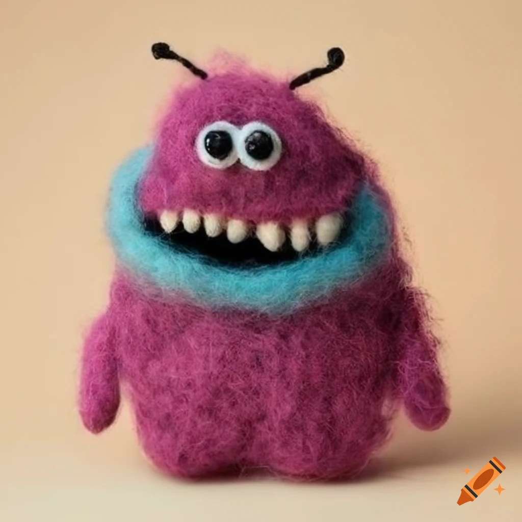 Felted wool adorable monster