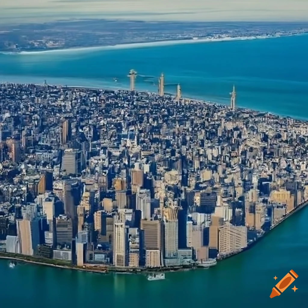 An aerial image of a californian metropolis similar to san francisco