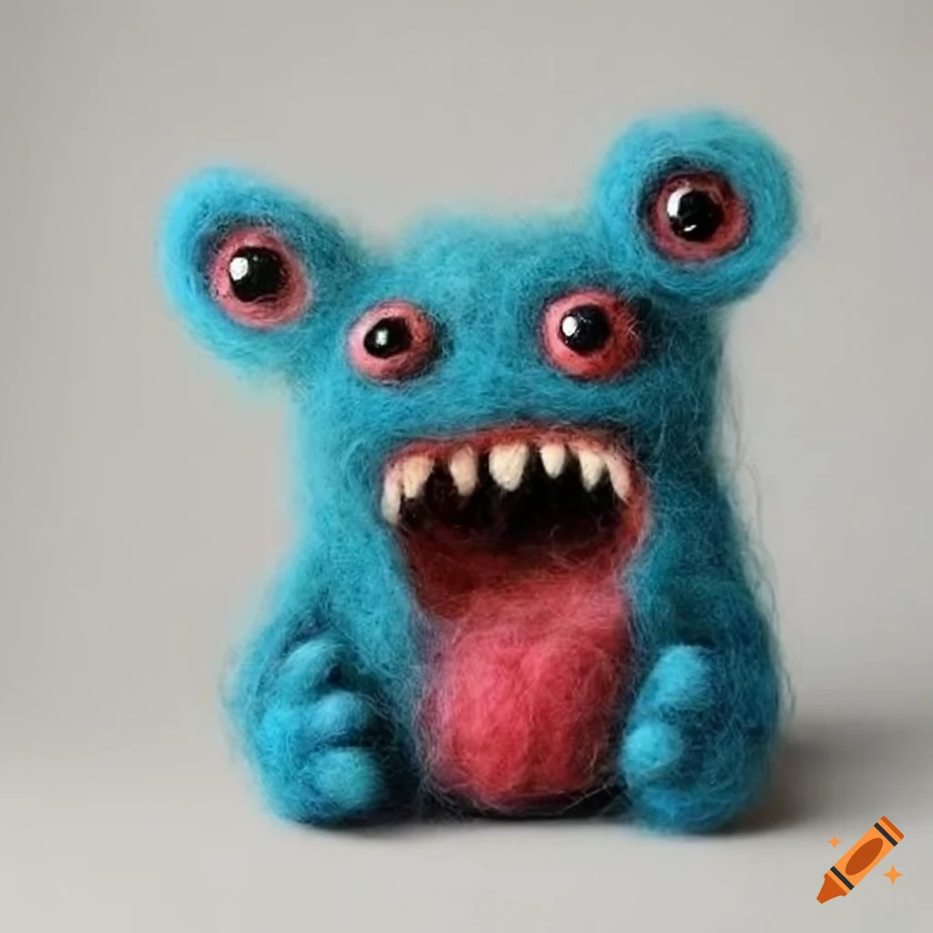 Felted wool adorable monster