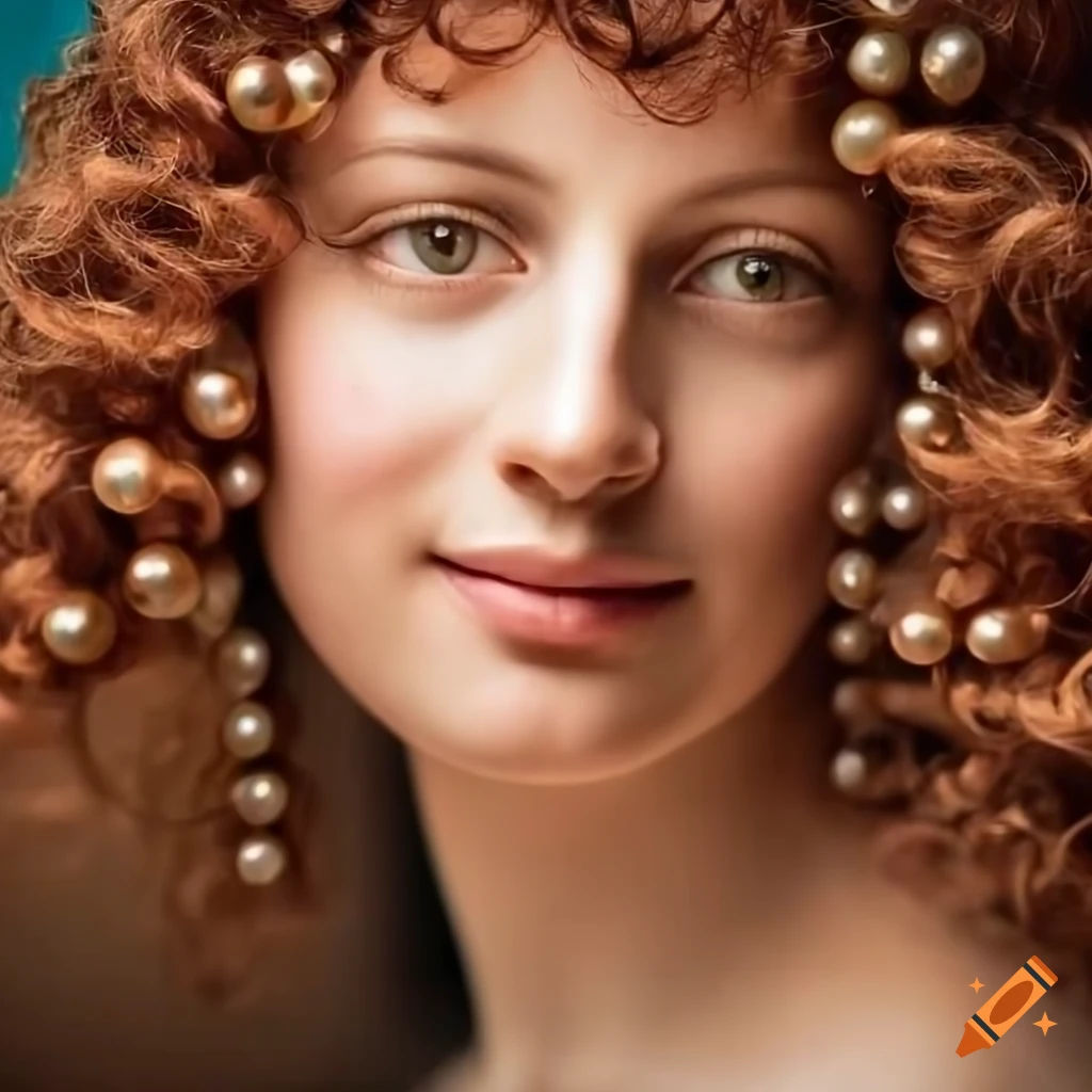 Portrait of an ancient Greek lady with beautiful smile and long curly ...