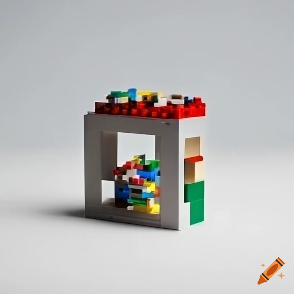 Random little lego structure above a white table that represents a good ...