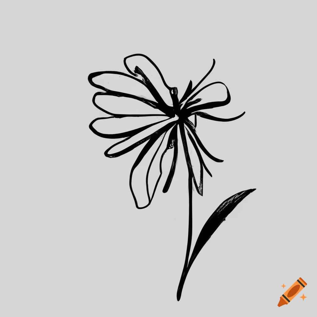 Hand drawn creative wildflower design, side profile, simple ...