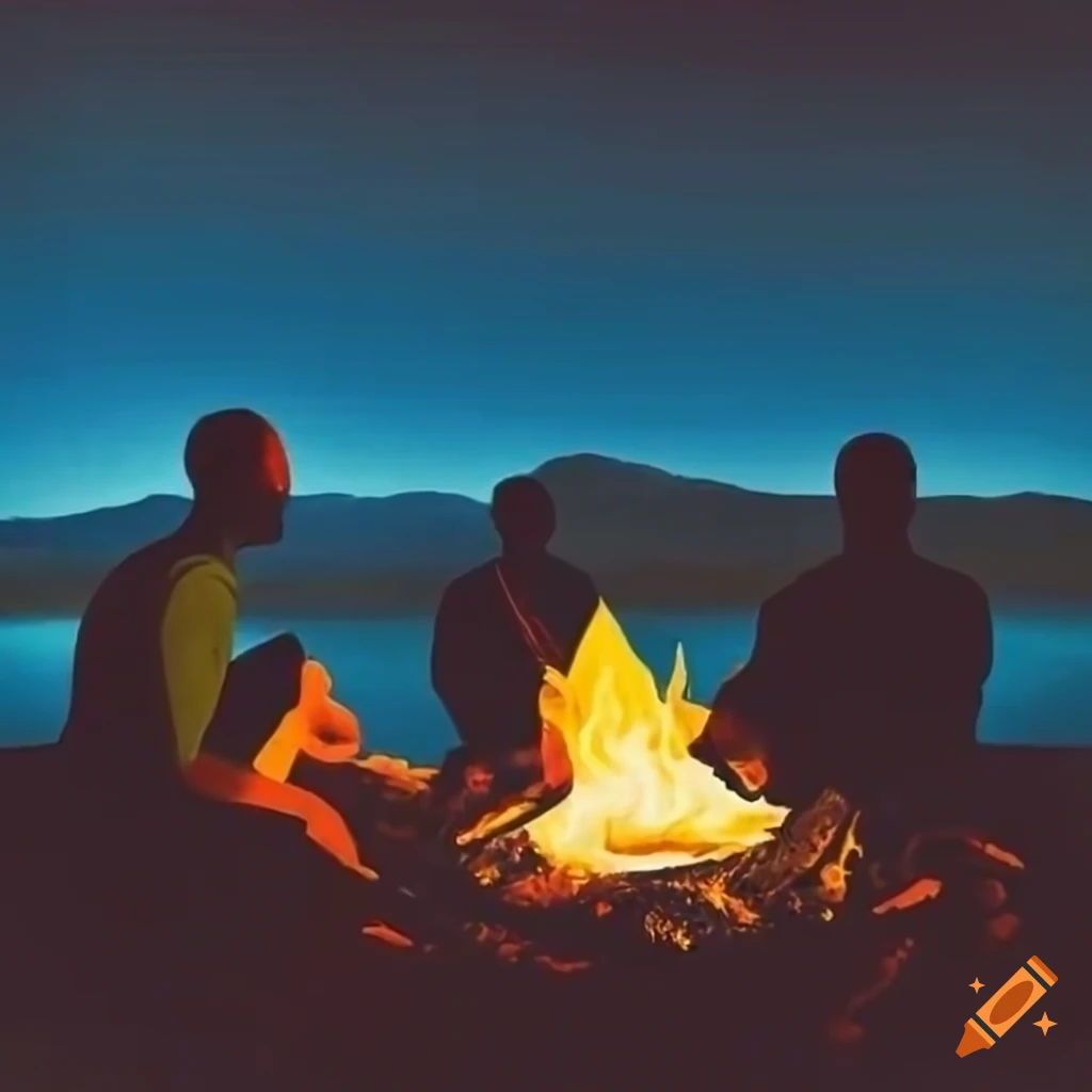 Sitting Around Campfire Silhouette