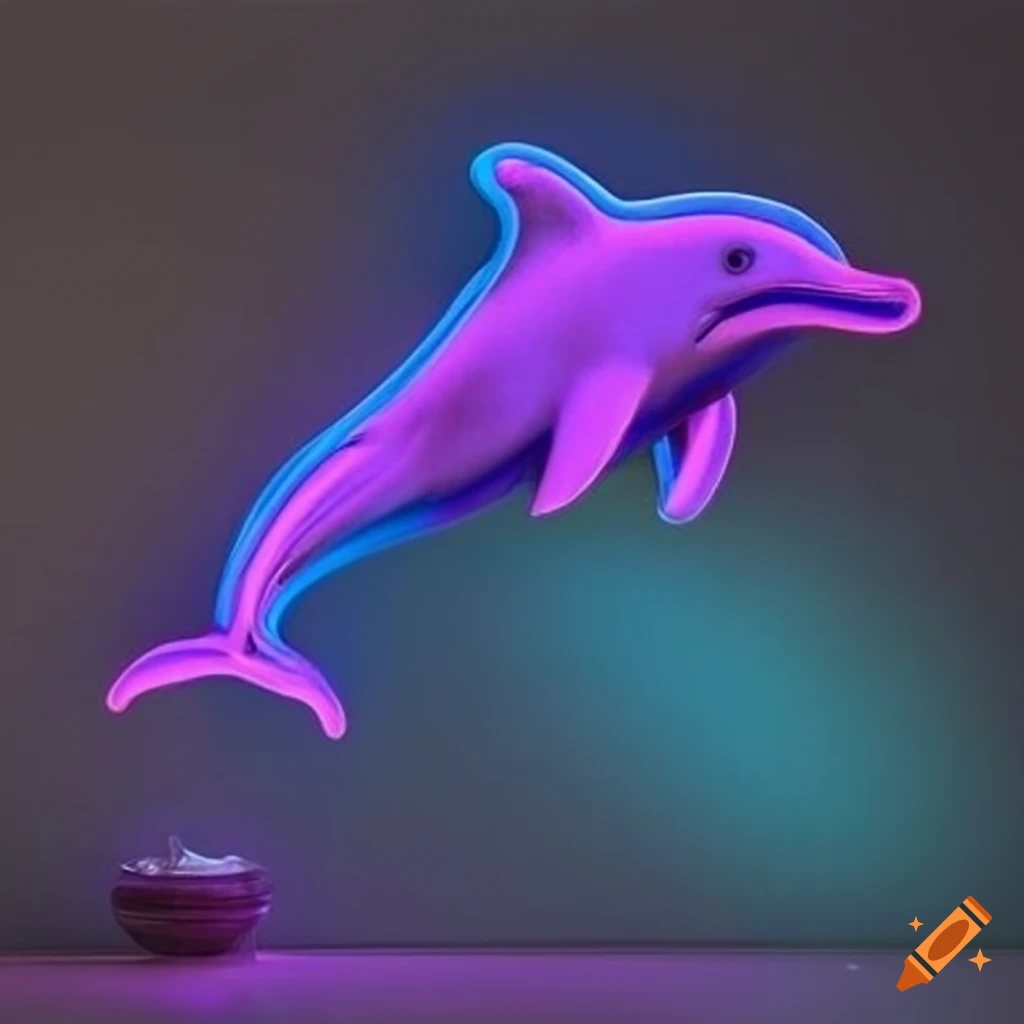Crying dolphin neon light blue on Craiyon