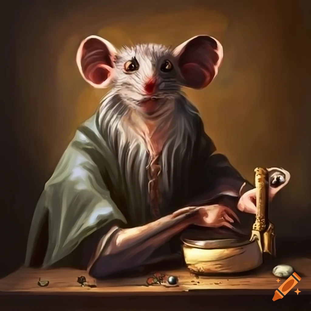The rat wizard painted in a renaissance style
