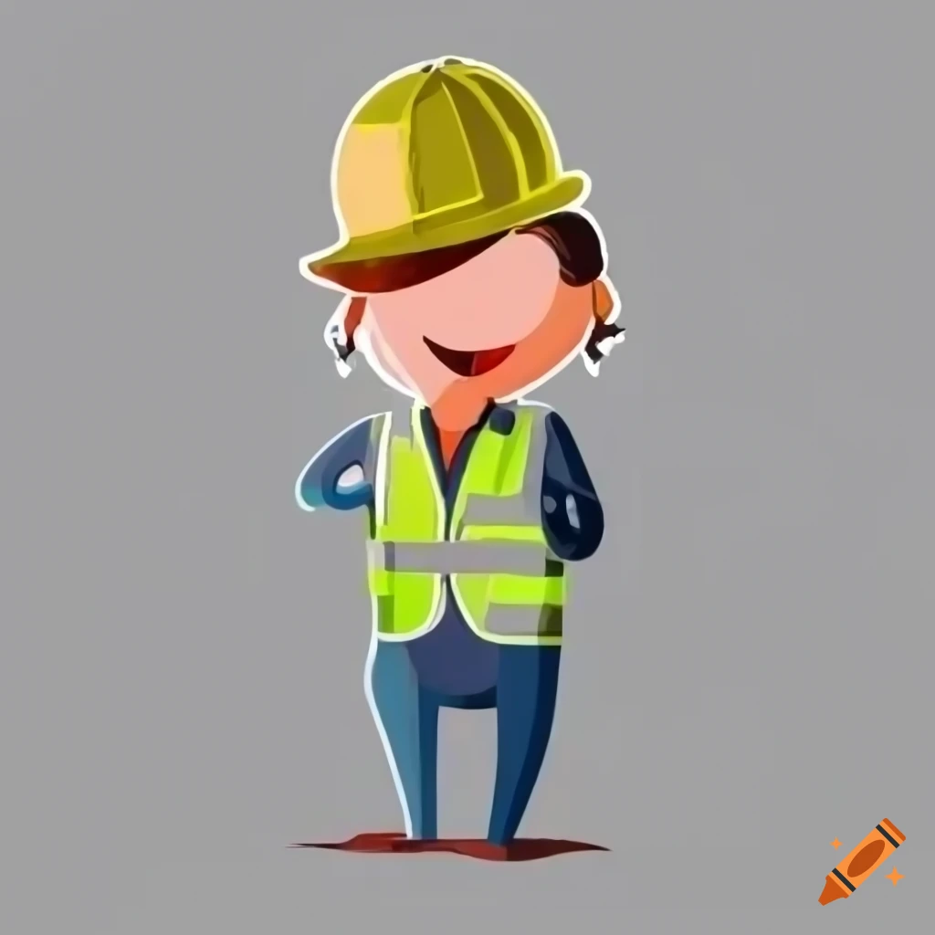 Cartoon worker with reflective vests without hat on Craiyon