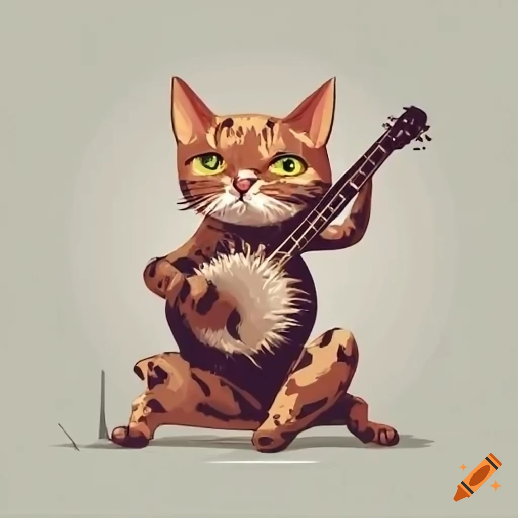 Cat playing banjo on Craiyon
