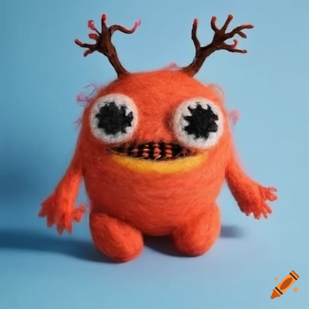 Felted wool adorable monster