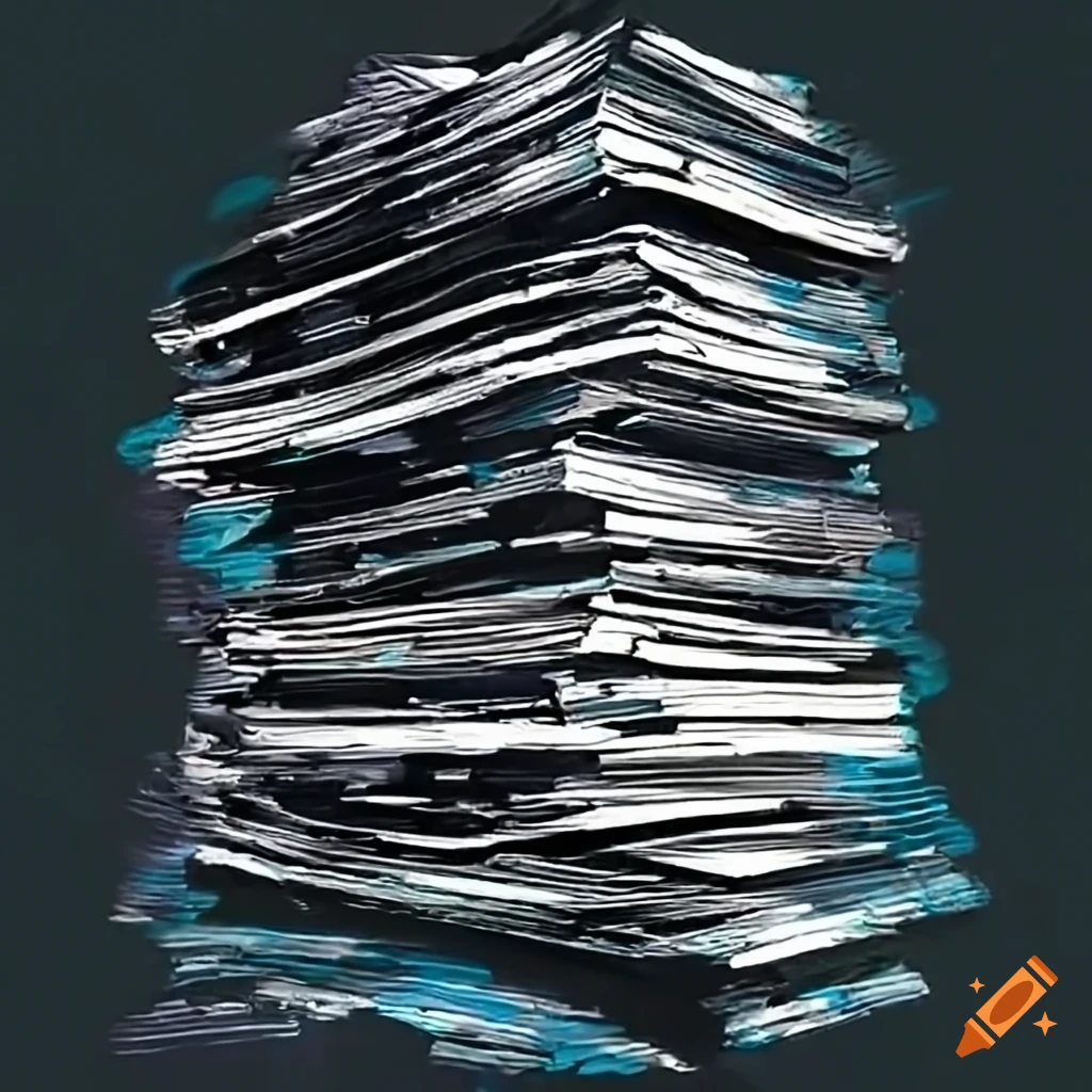 A huge stack of documents on Craiyon