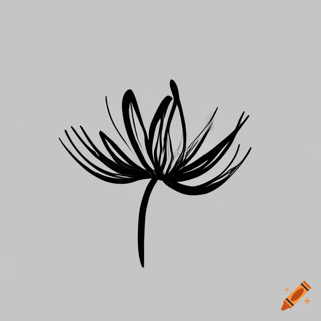 Abstract hand drawn creative wildflower design, side profile, simple ...