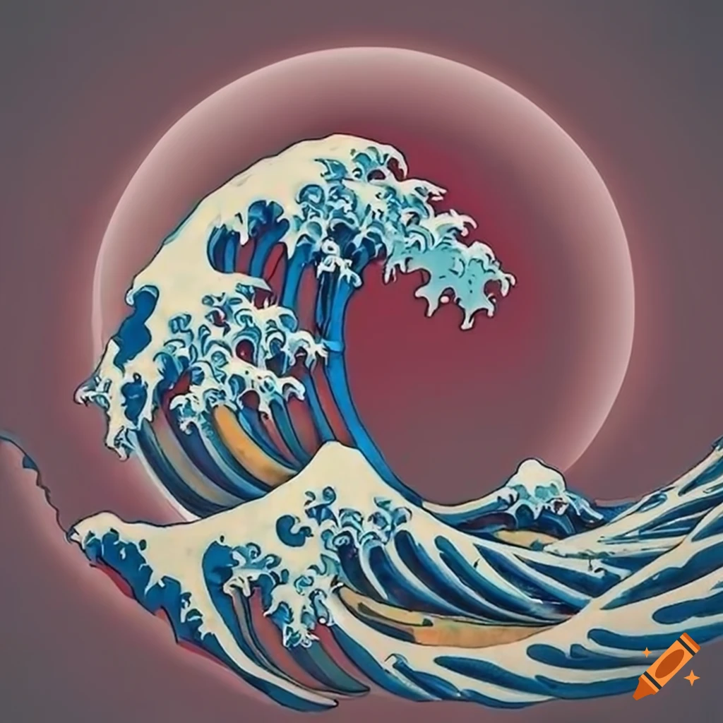 Kanagawa wave red sea on Craiyon