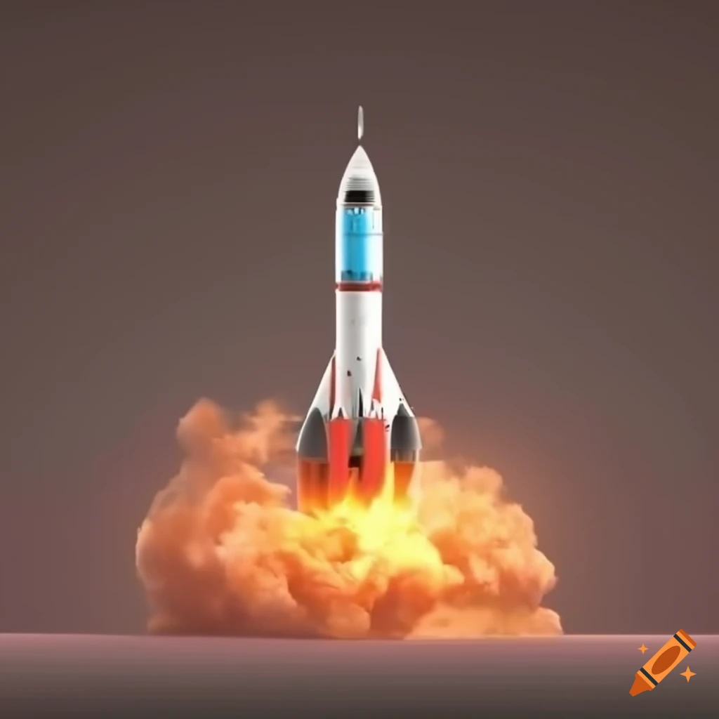 Cartoon Rocket With Fire