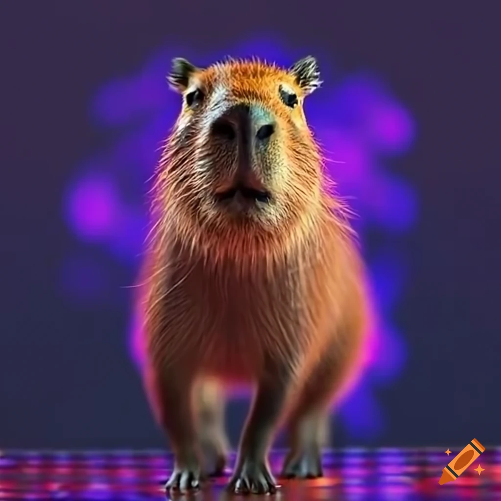 A capybara dancing on a disco floor on Craiyon