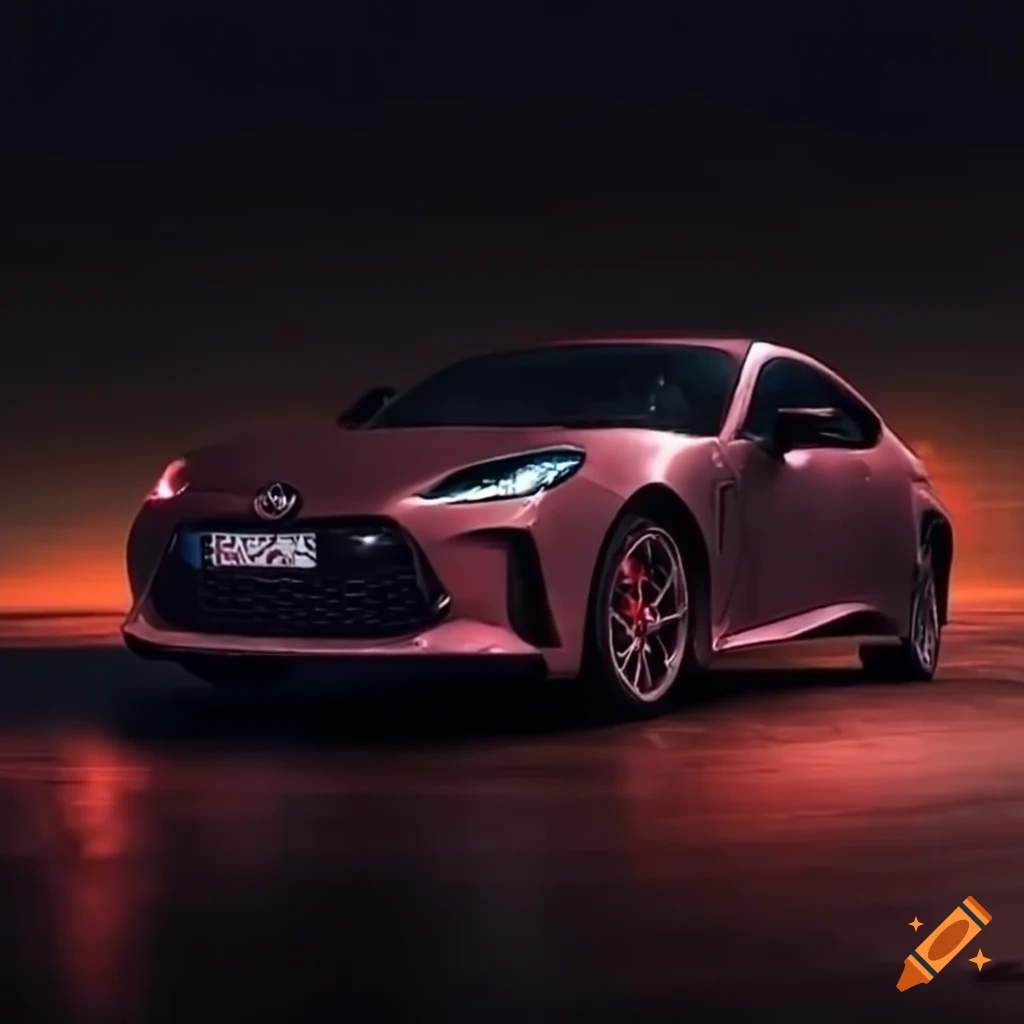 Toyota gr86 speeding on a road at night through traffic