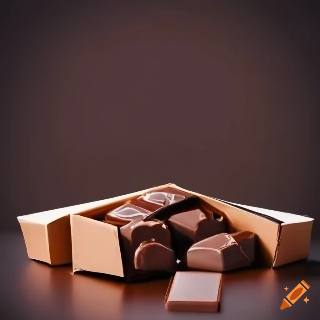 A box of chocolate taken apart, packaging, open box outside, detailed ...