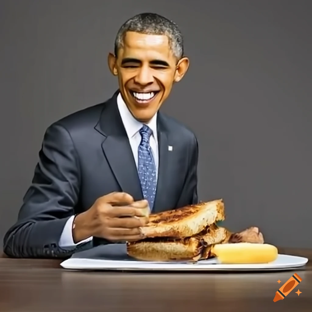 Obama eating grilled cheese sandwich on Craiyon