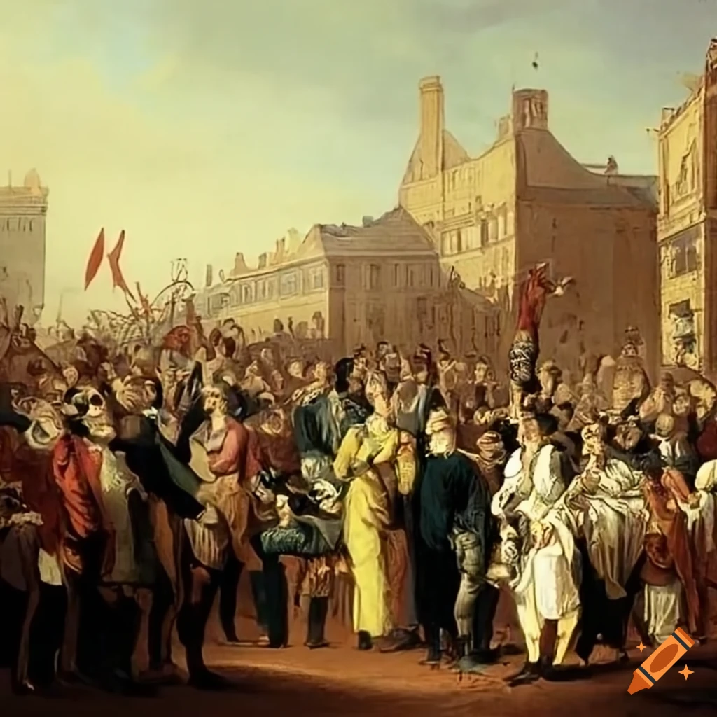 Angry crowd in 1820