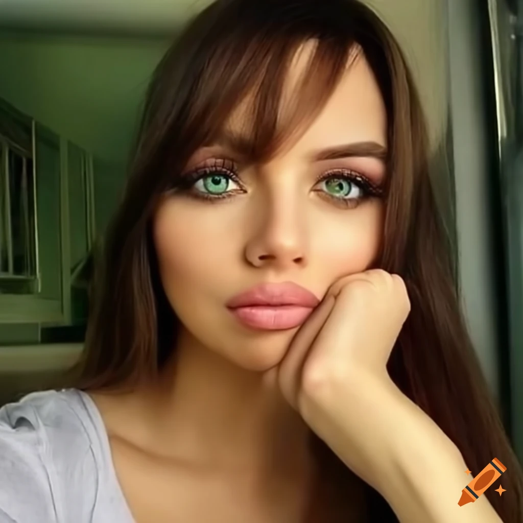 Mujer morena ojos verdes on Craiyon