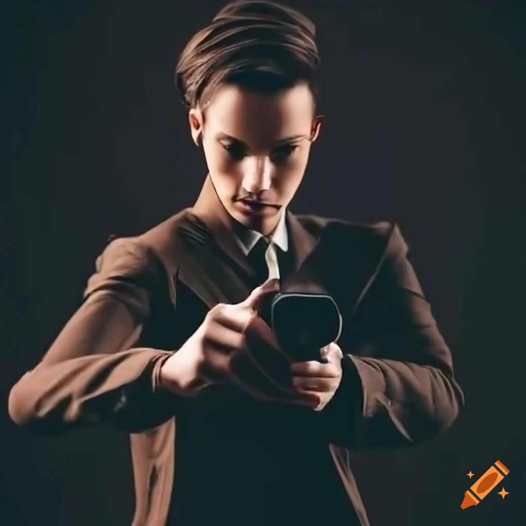 Person pointing at camera on Craiyon