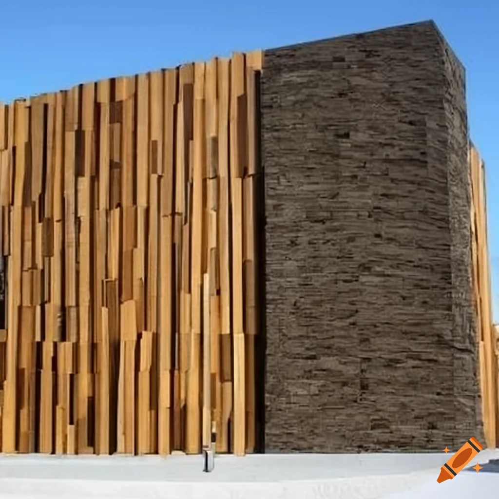 Architectural elevations featuring granite or basalt panels and bamboo ...