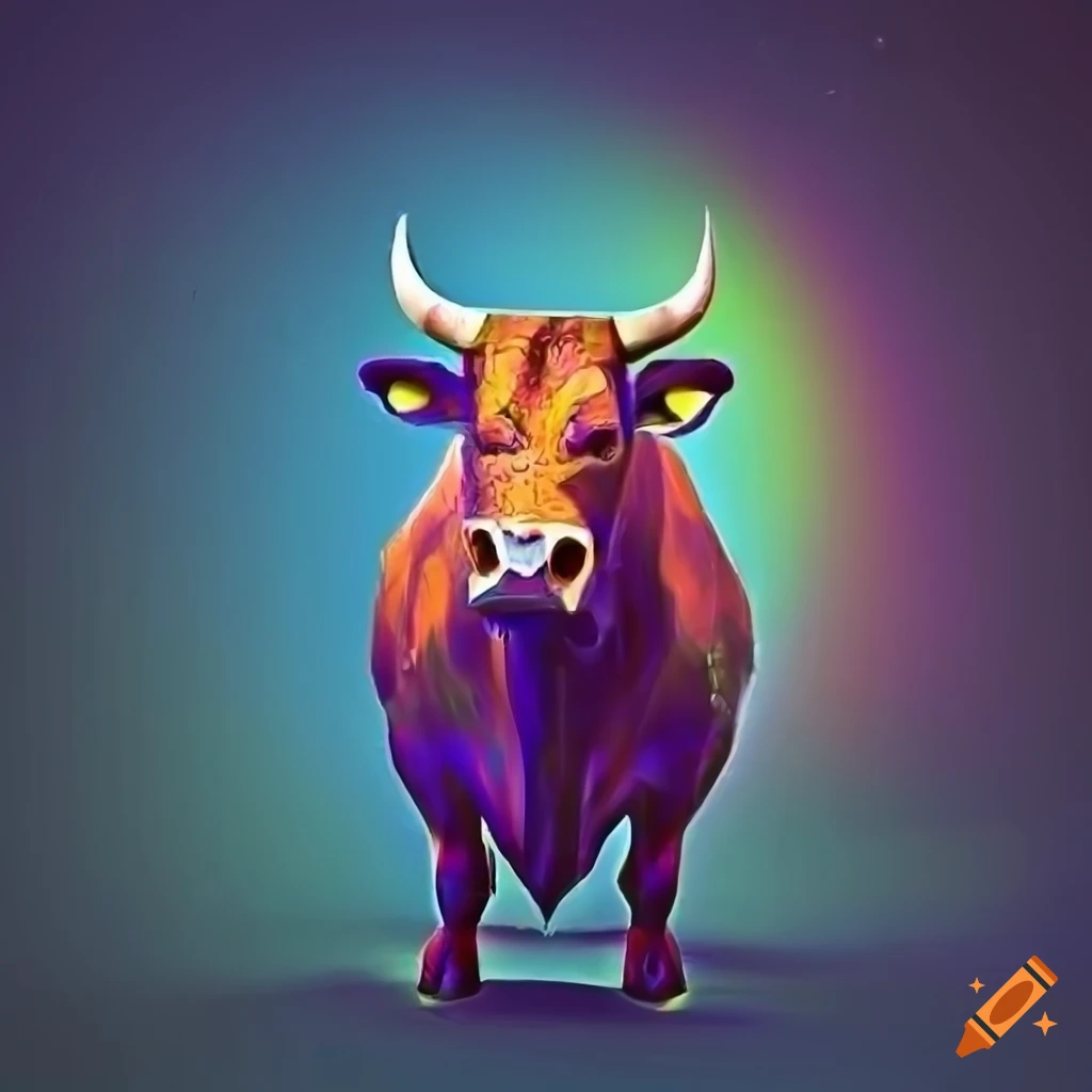 Design an imaginative image that portrays a bull immersed in the depths ...