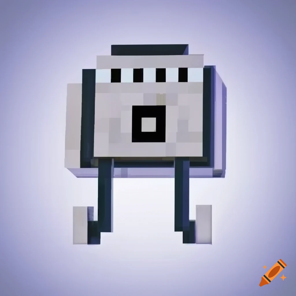 Space invader white minecraft with plain background on Craiyon