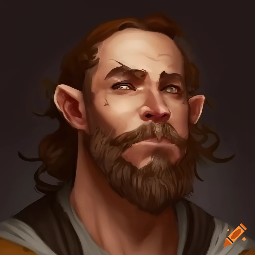 Dnd male merchant, square face shape, young, brown hair, high-detailed ...
